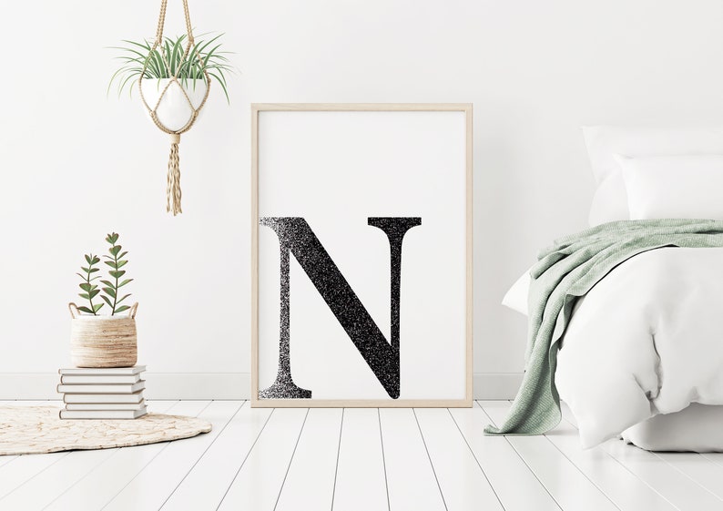 Letter N Printable Art, Name Initial Poster, Office Wall Sign, Minimal ...