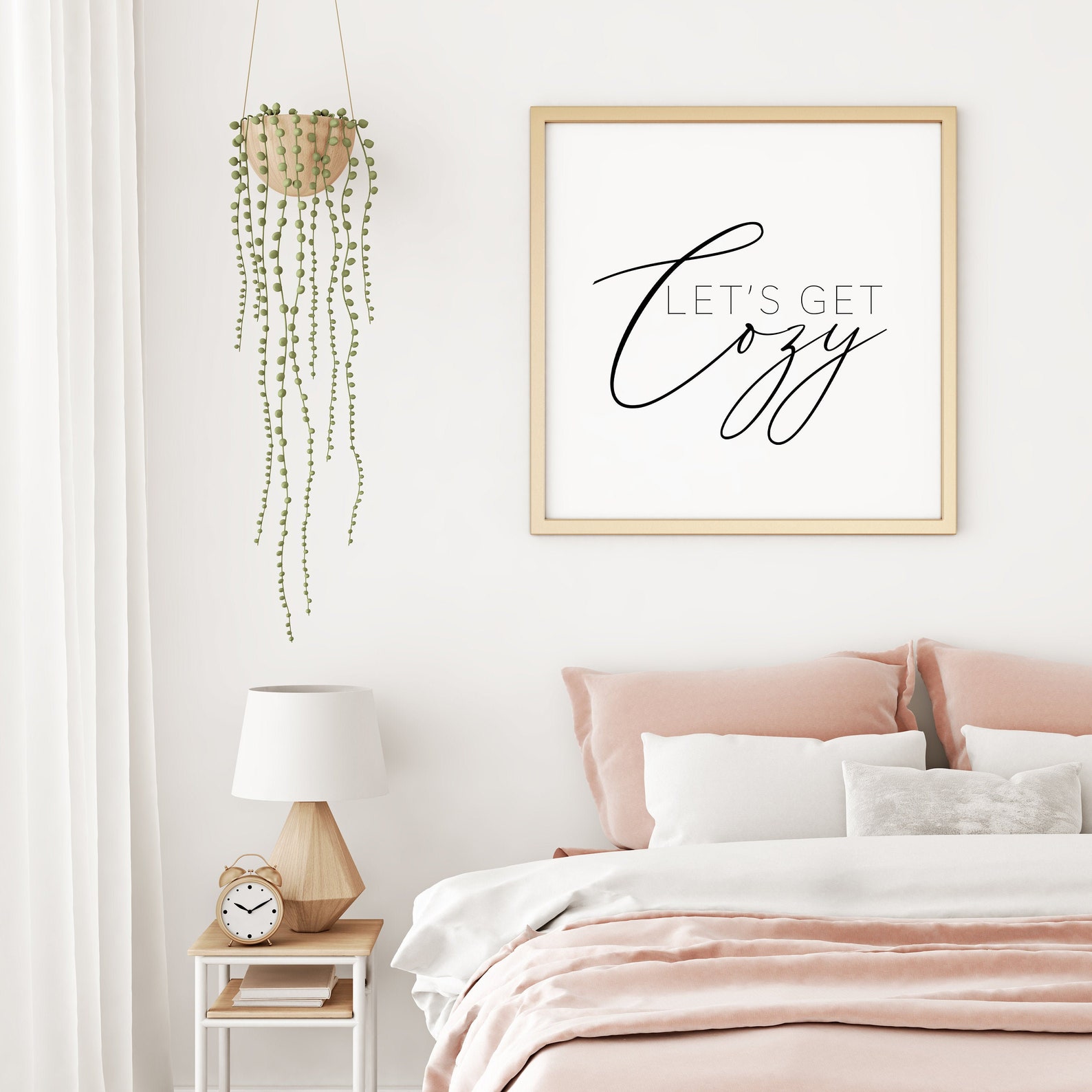 Let's Get Cozy Printable Poster, Bedroom Print Art, Typographic Wall ...