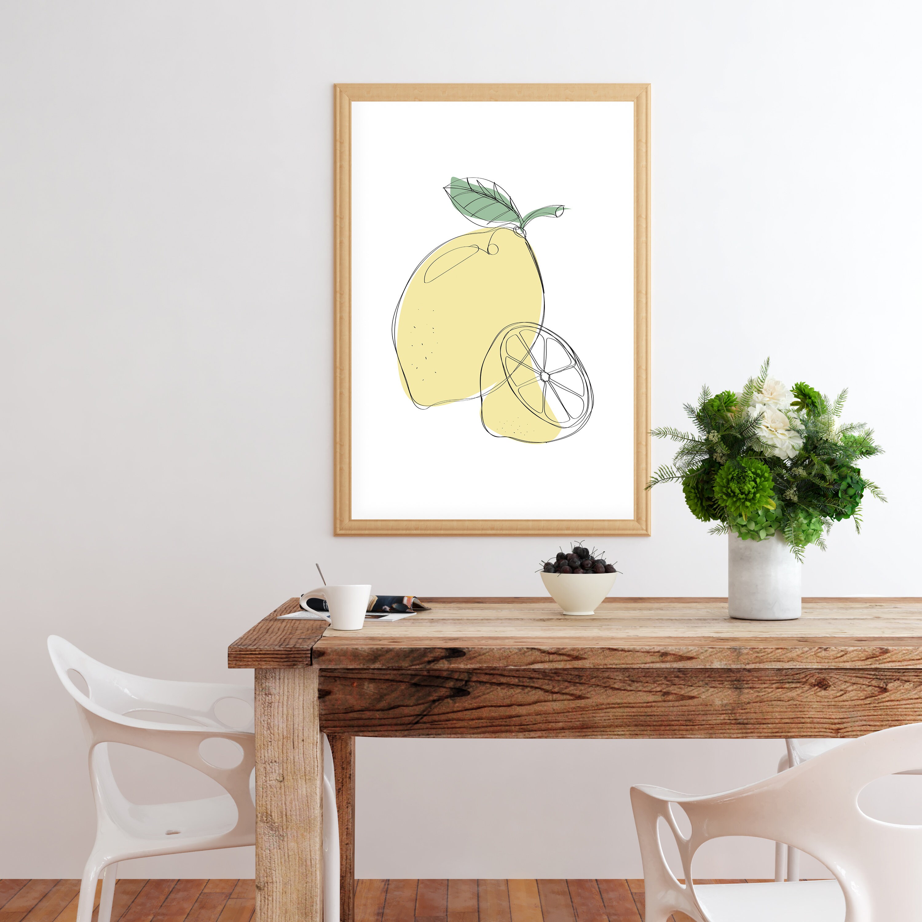 One Line Lemons Artwork Lemon Fruit Illustration Minimal - Etsy