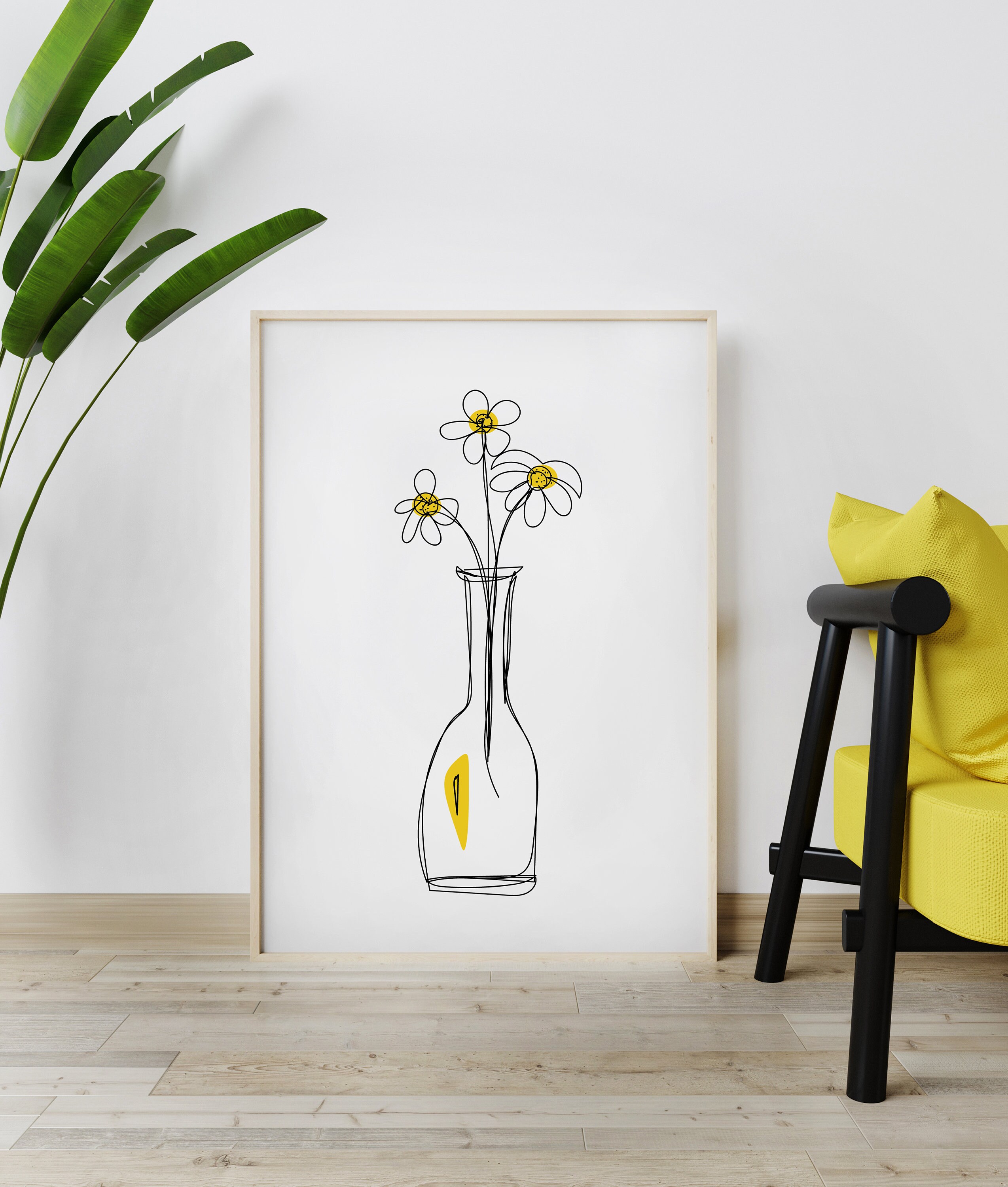Abstract Floral Poster One Line Botanical Art Minimal Daisy - Etsy