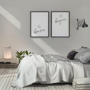 Bedroom Printable Poster, Bonsoir/bonjour Wall Art, French Quote ...