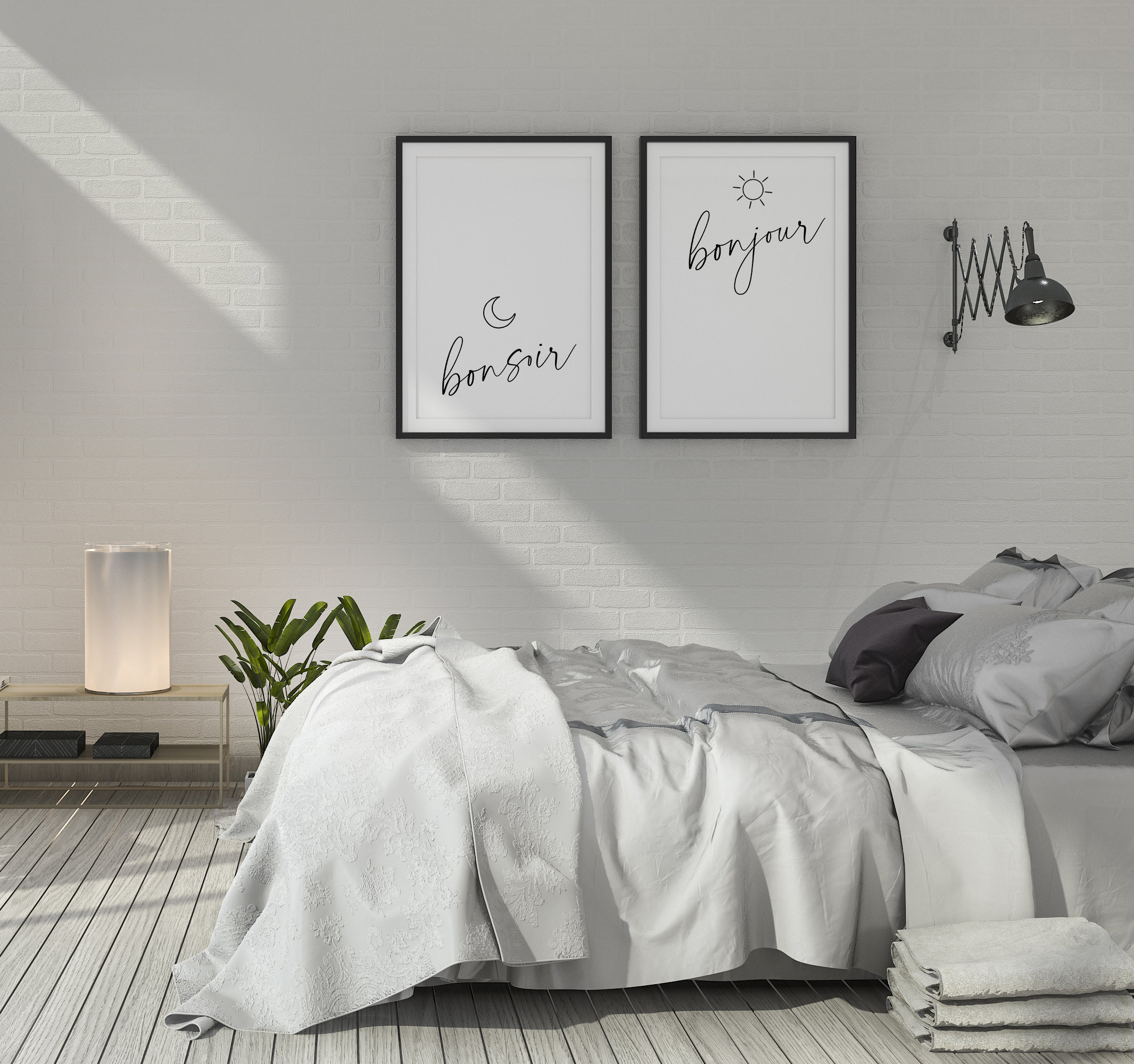 Bedroom Printable Poster Bonsoir/bonjour Wall Art French - Etsy