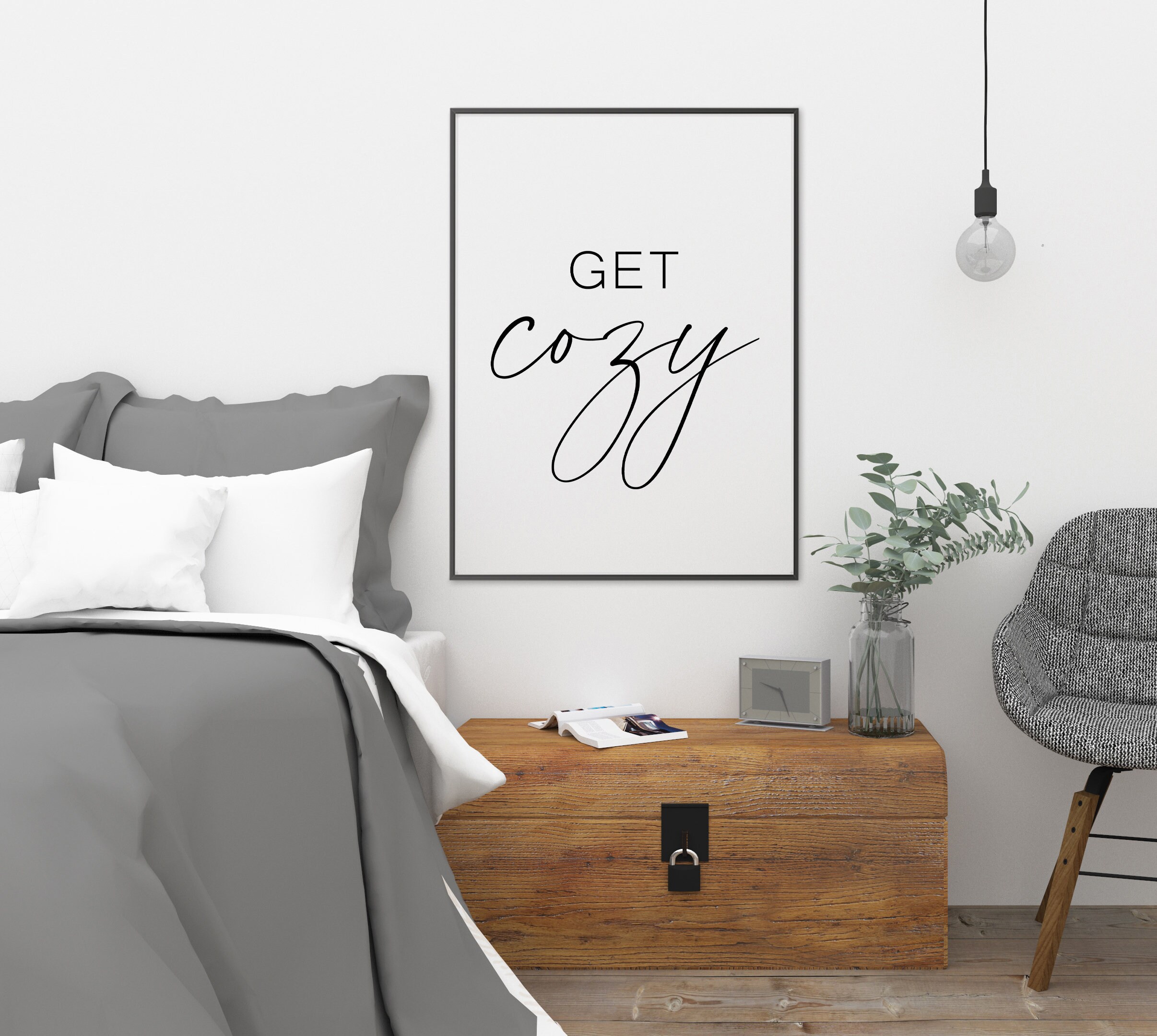 Get Cozy Printable Sign Guest Room Poster Typographic Print - Etsy