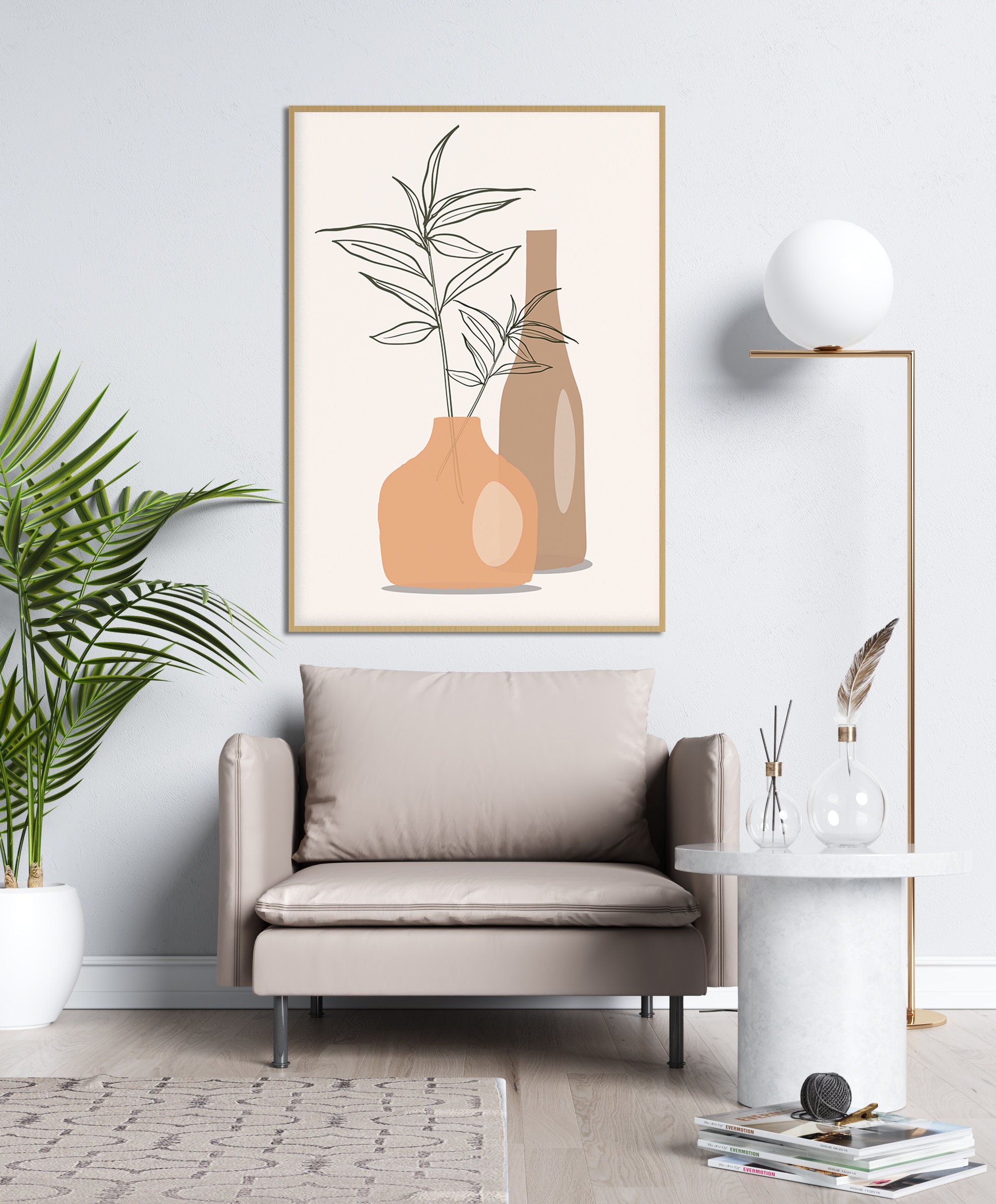 Abstract Pottery Wall Print Minimalist Plant Art Ceramic - Etsy