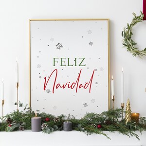 Feliz Navidad Printable Poster, Merry Christmas in Spanish, Xmas Decor ...