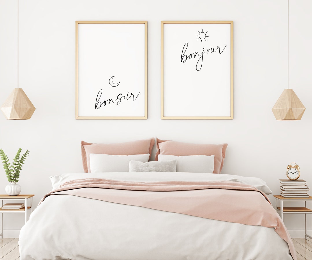 Bedroom Printable Poster, Bonsoir/bonjour Wall Art, French Quote ...