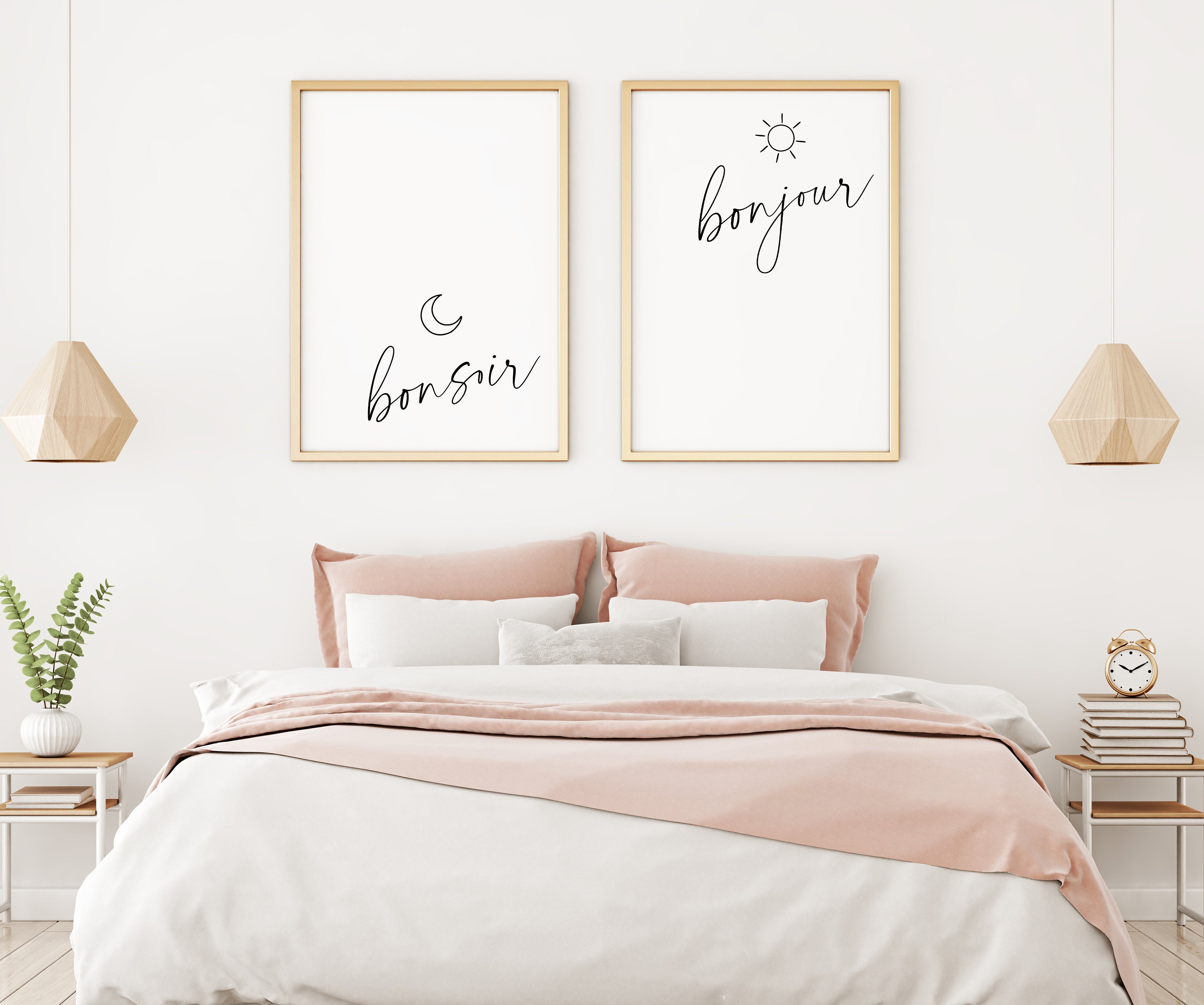 Bedroom Printable Poster Bonsoir/bonjour Wall Art French - Etsy