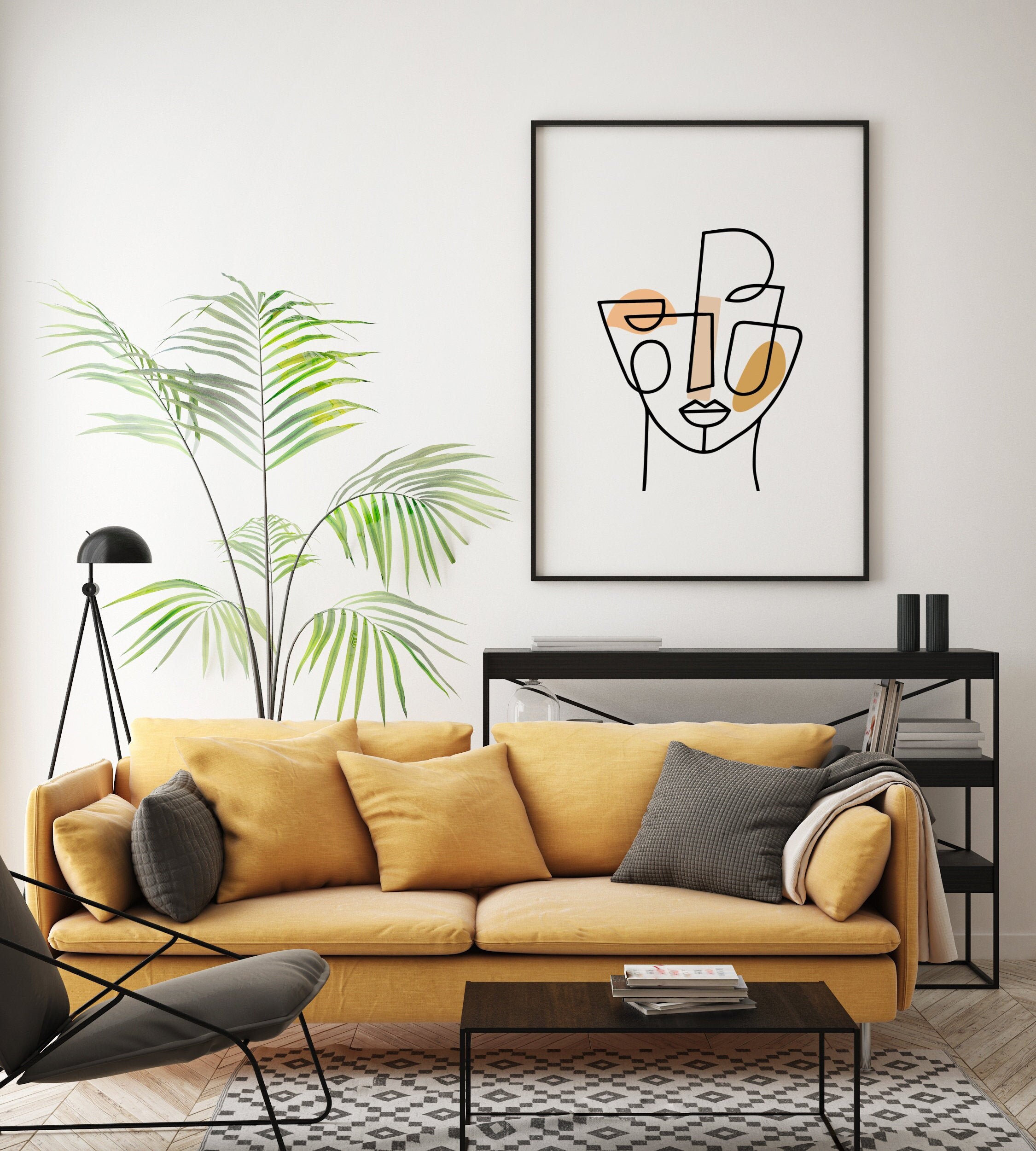 One Line Face Art Print Single Line Abstract Portrait Art - Etsy