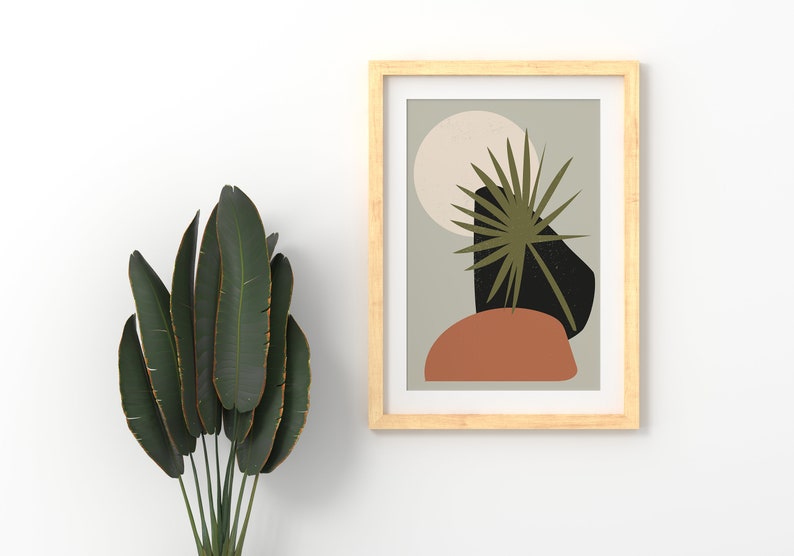 Abstract Tropical Leaf Poster Geometric Shapes Print Modern - Etsy