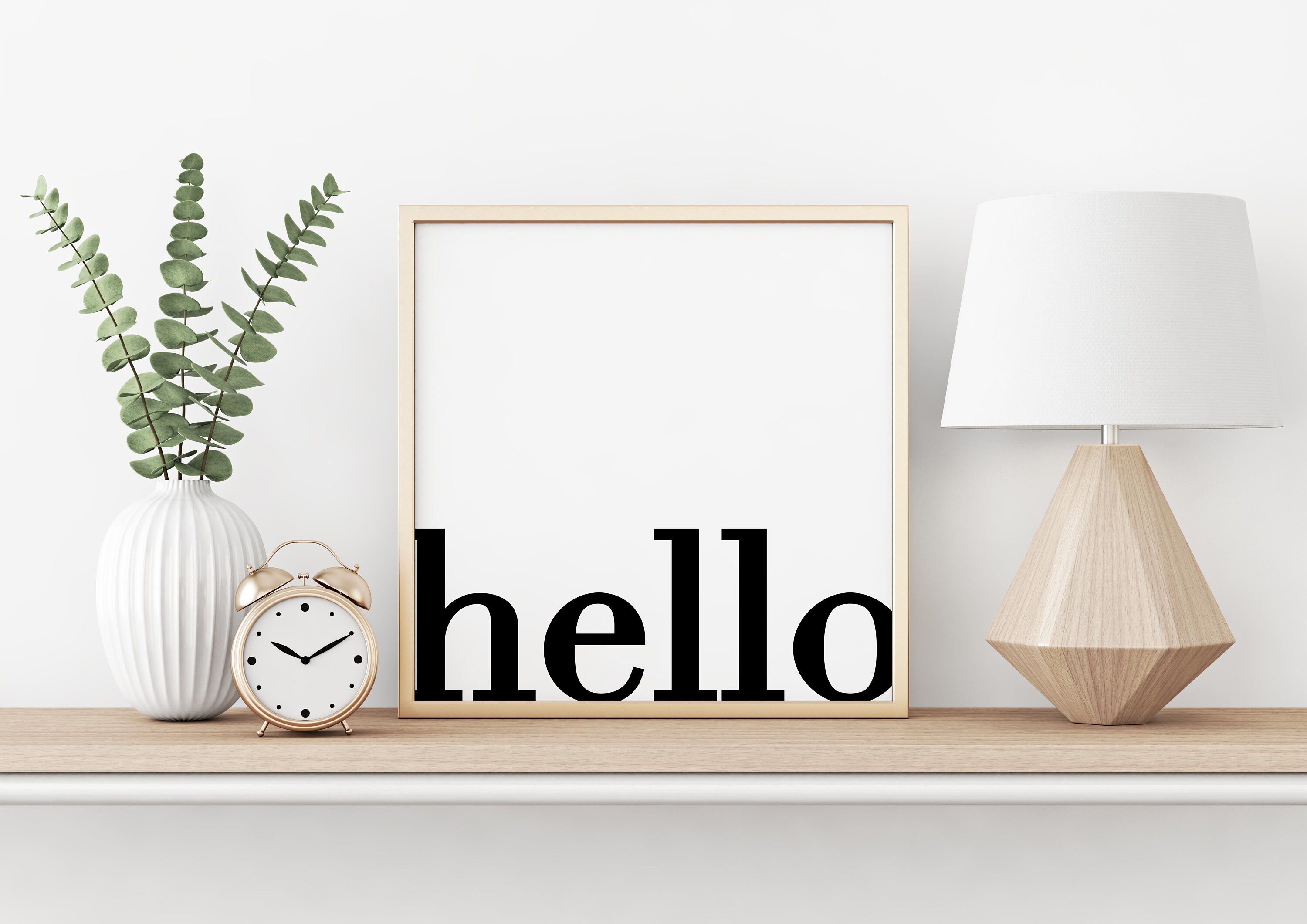 Printable Hello Wall Sign, Black and White Wall Art, Typographic Poster ...