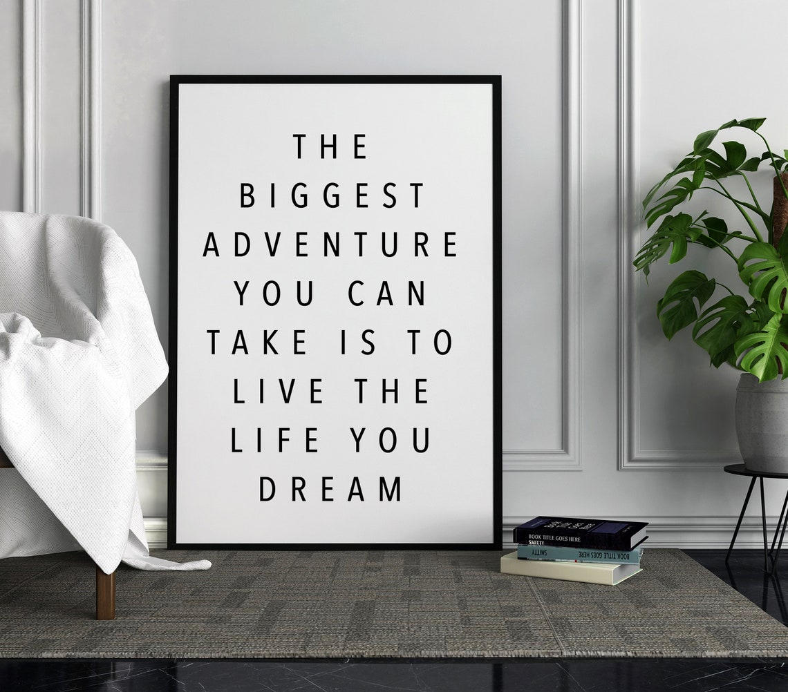 Motivational Quote Poster Typographic Art Black and White - Etsy