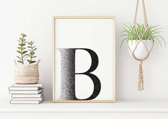 Letter B Printable Art Name Initial Poster Minimal Wall - Etsy