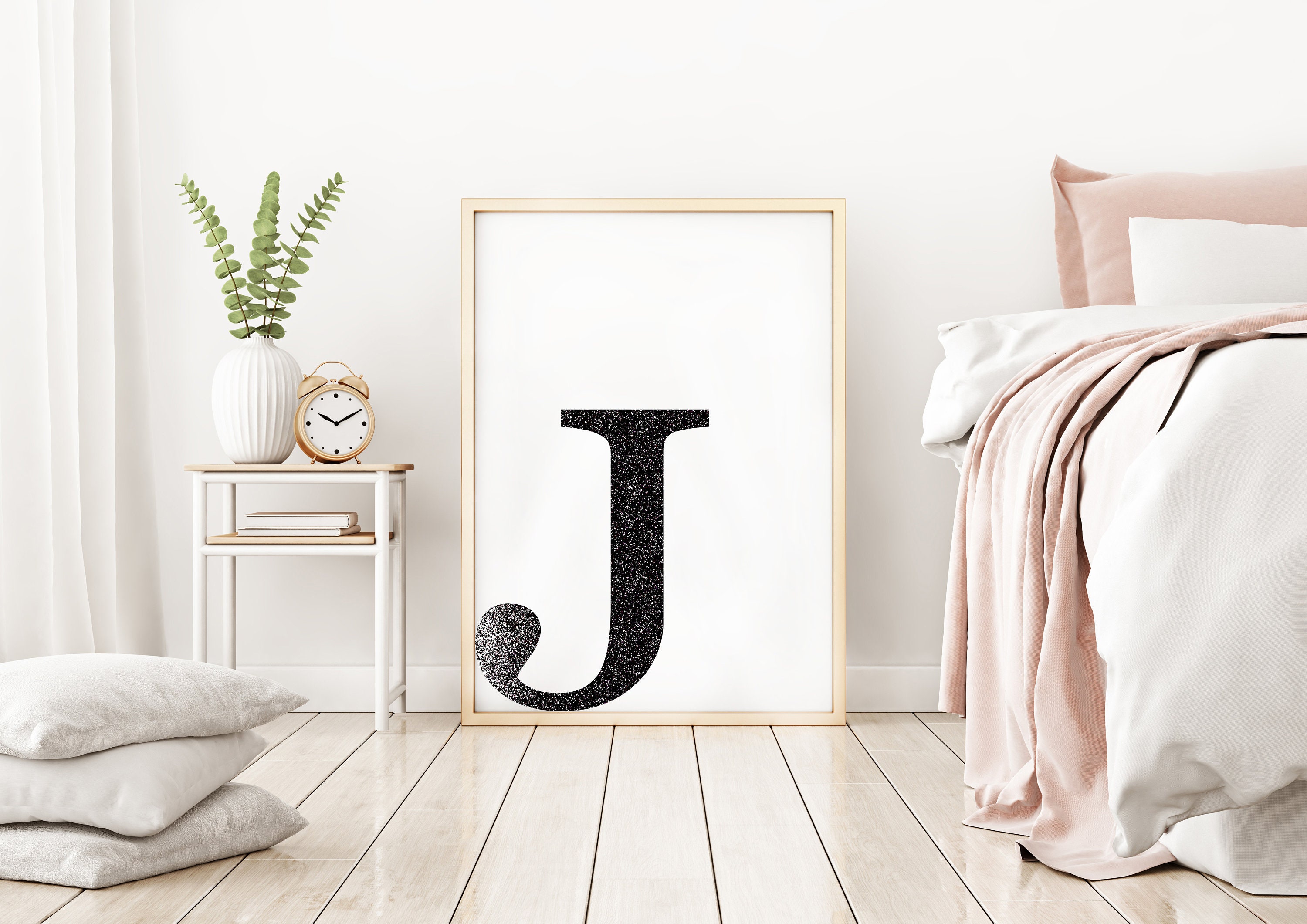 Letter J Printable Art, Name Initial Poster, Office Wall Sign, Minimal ...