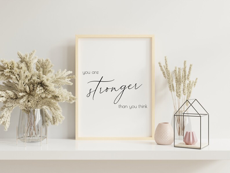 You Are Stronger Than You Think Printable Sign, Gym Room Wall Decor ...