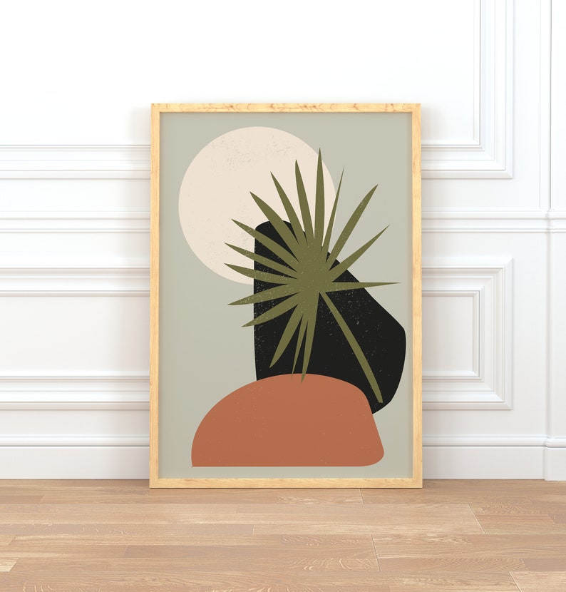 Abstract Tropical Leaf Poster Geometric Shapes Print Modern - Etsy