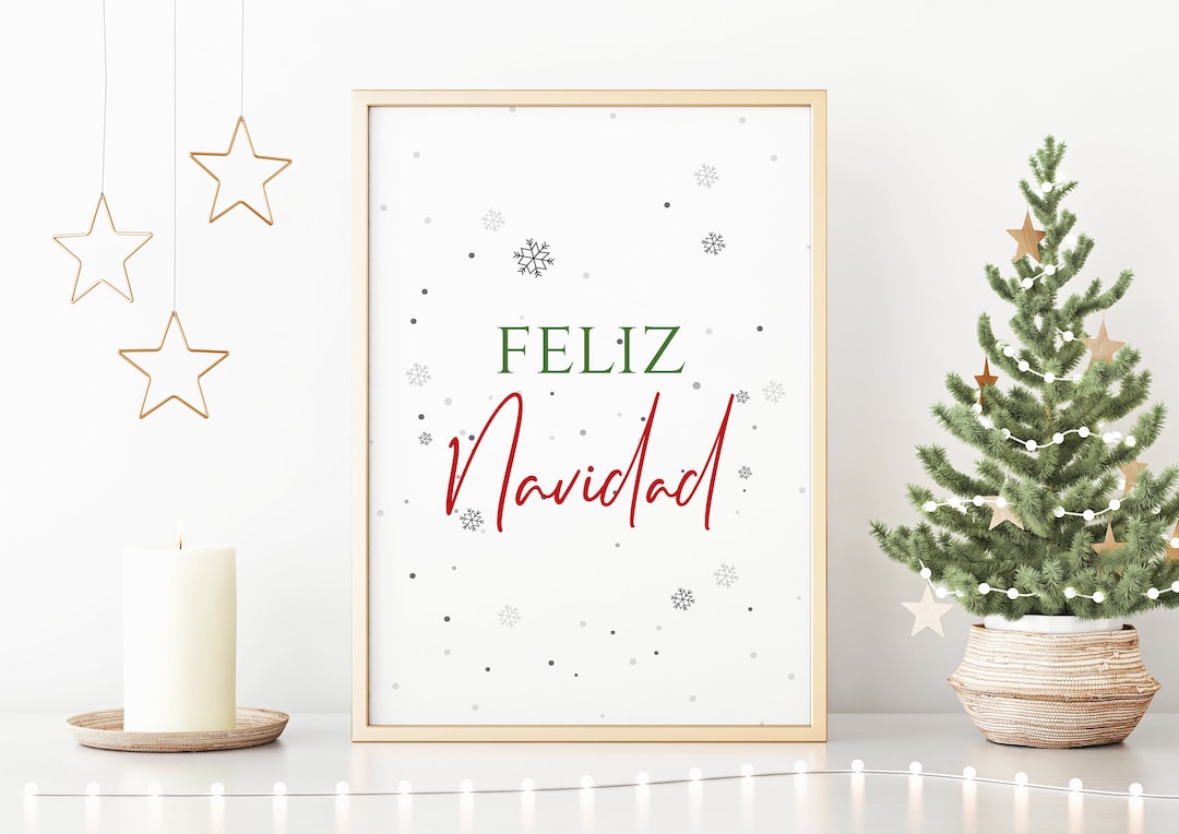 Feliz Navidad Printable Poster, Merry Christmas in Spanish, Xmas Decor ...