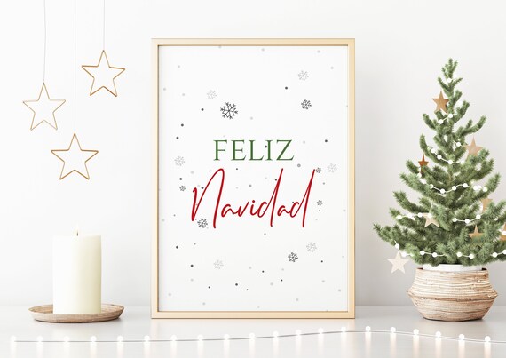 Feliz Navidad Printable Poster Merry Christmas in Spanish | Etsy