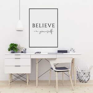 Believe in Yourself Printable Art, Inspirational Quote Print, Bedroom ...