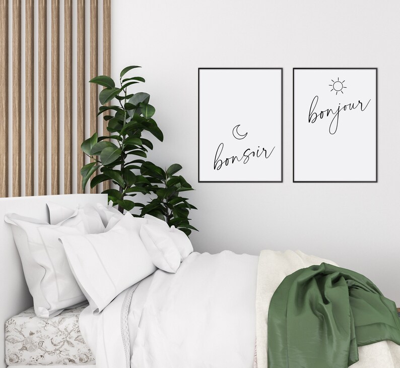 Bedroom Printable Poster Bonsoir/bonjour Wall Art French - Etsy