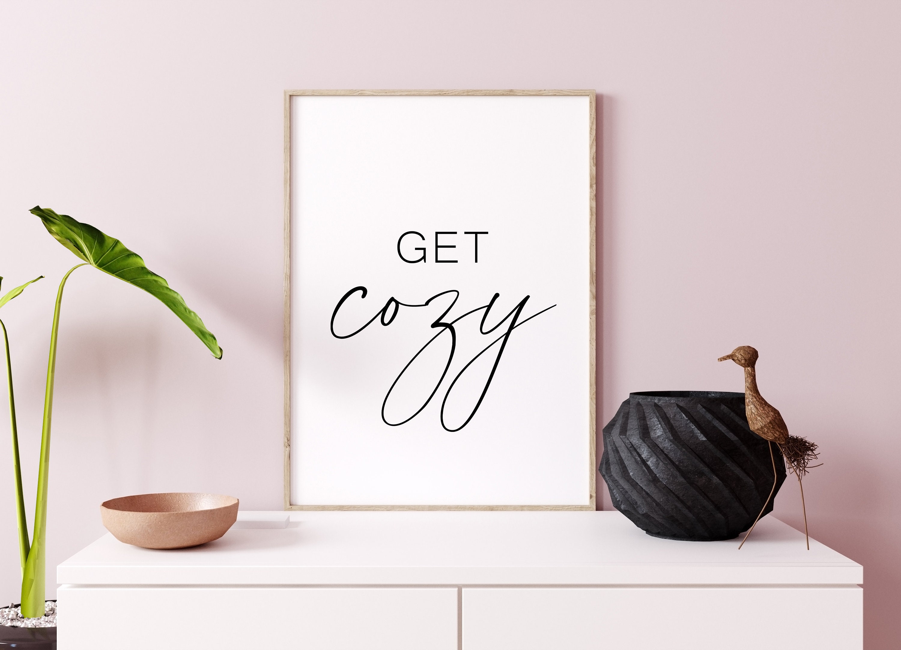 Get Cozy Printable Sign Guest Room Poster Typographic Print - Etsy
