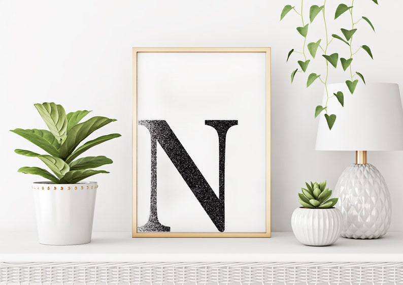 Letter N Printable Art Name Initial Poster Office Wall Sign - Etsy