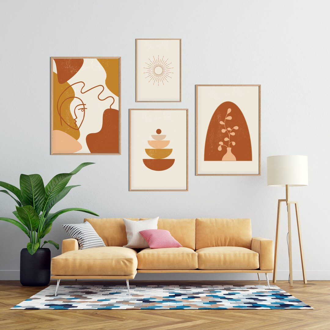 Set of 4 Prints, Gallery Wall Art, Set of Four Abstract Posters, Art ...