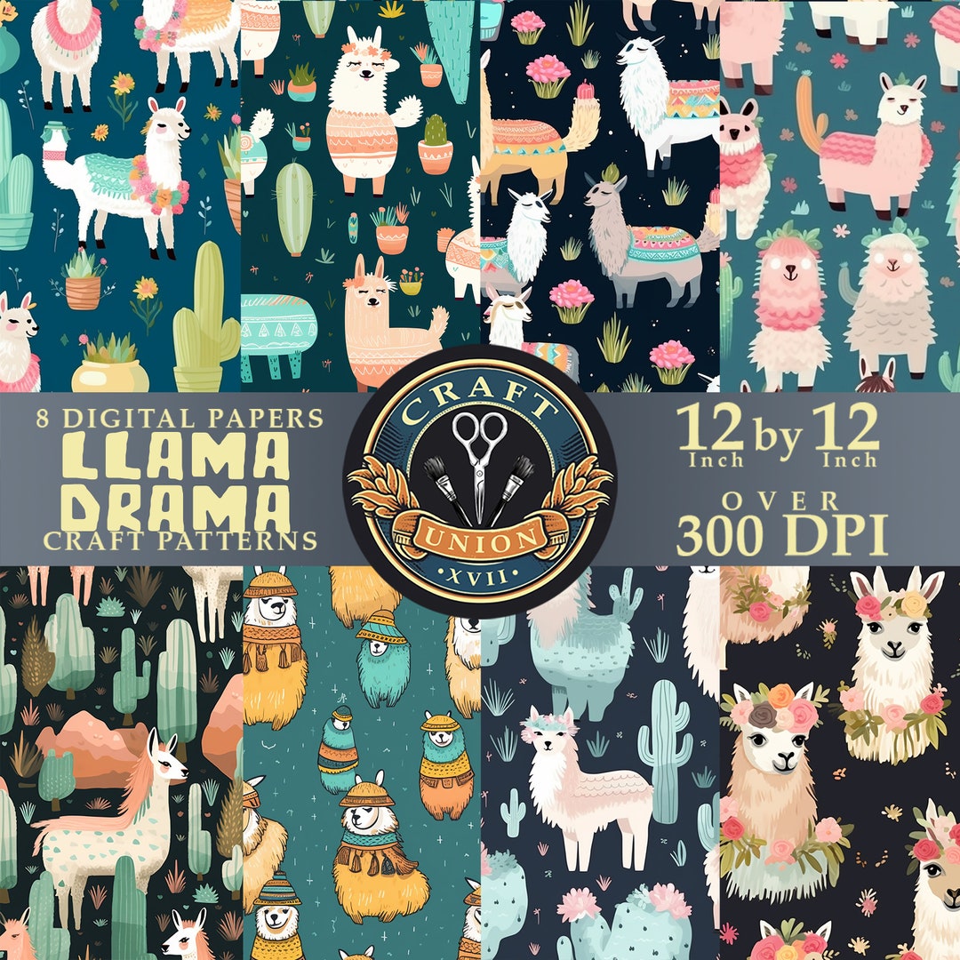 Llama Drama Digital Seamless Pattern Papers - Etsy