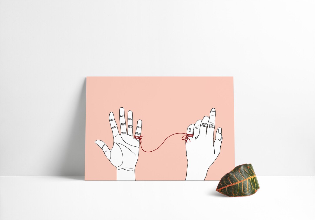 Red String of Fate, Invisible String Digital Print - Red Background - Etsy