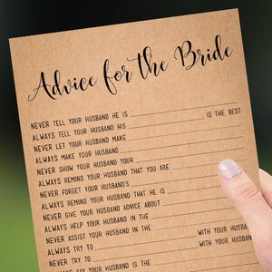 Never and Always Advice for the Bride Printable Wish Card Instant ...