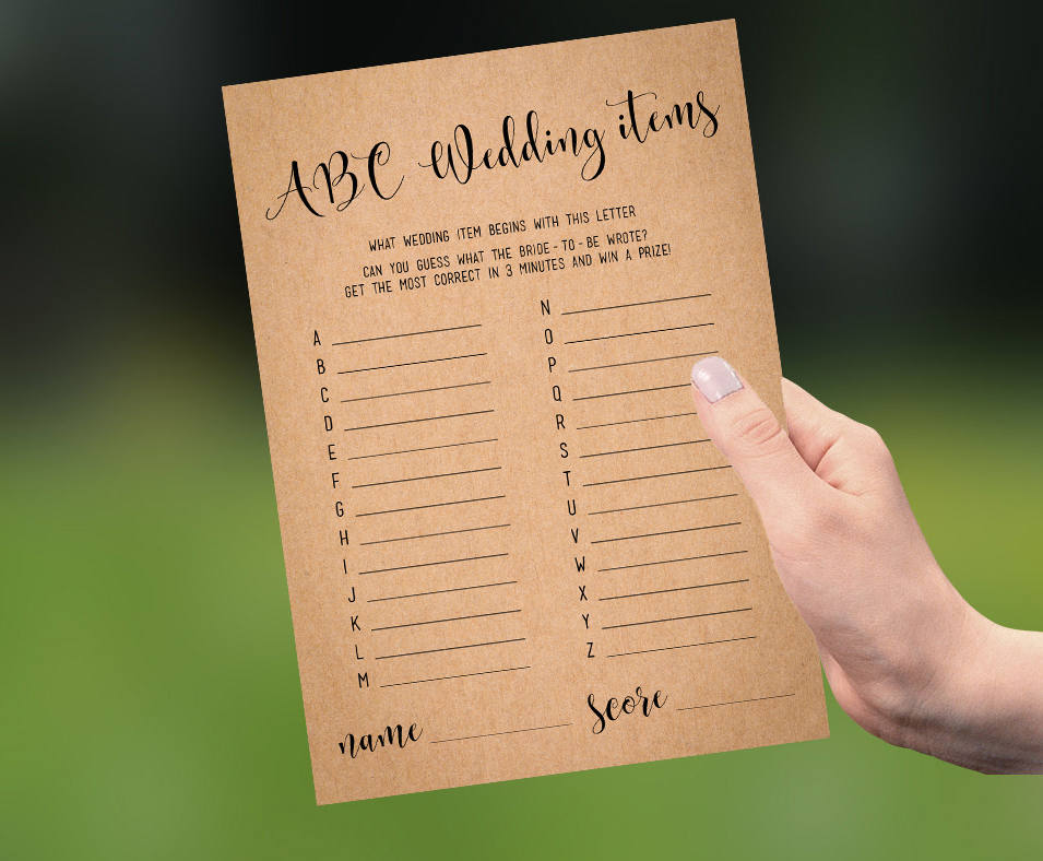 Abc Wedding Items Game Rustic Bridal Shower Printable Template - Etsy
