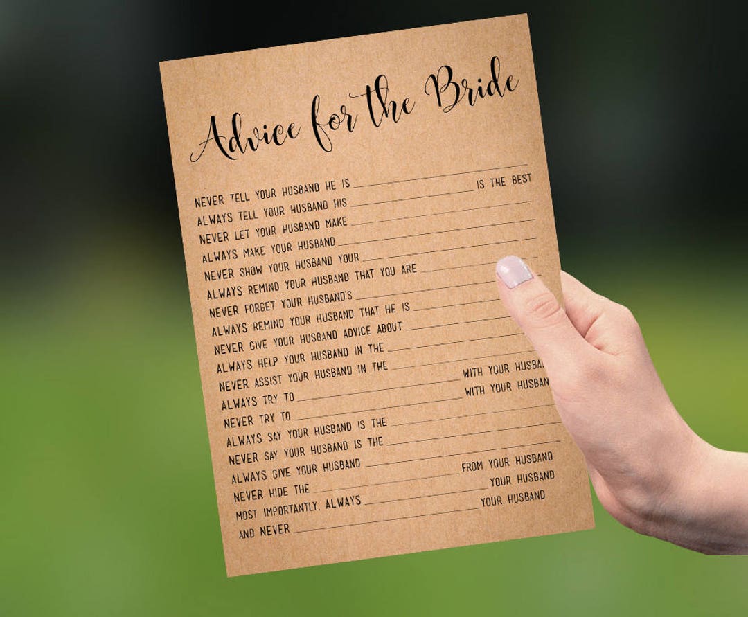 Never and Always Advice for the Bride Printable Wish Card Instant ...