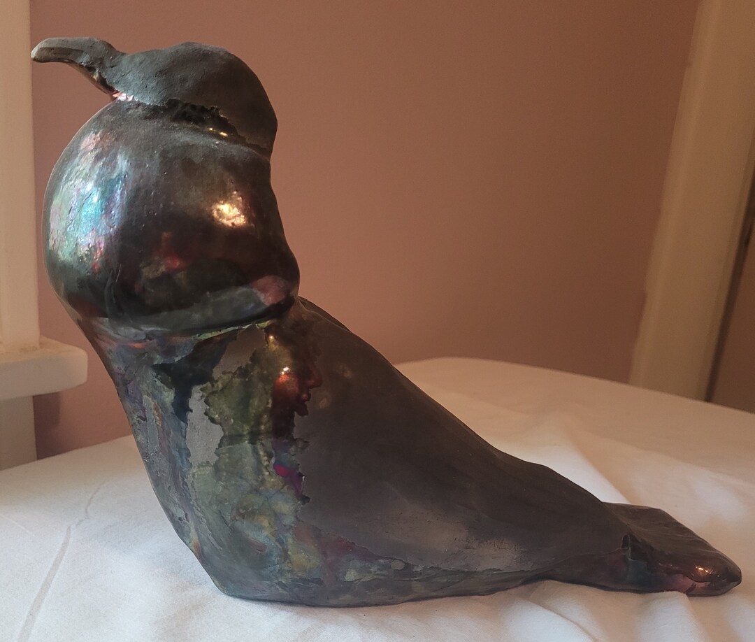 Ceramic Pigeon Sculpture Handbuilt Raku: Gloria - Etsy