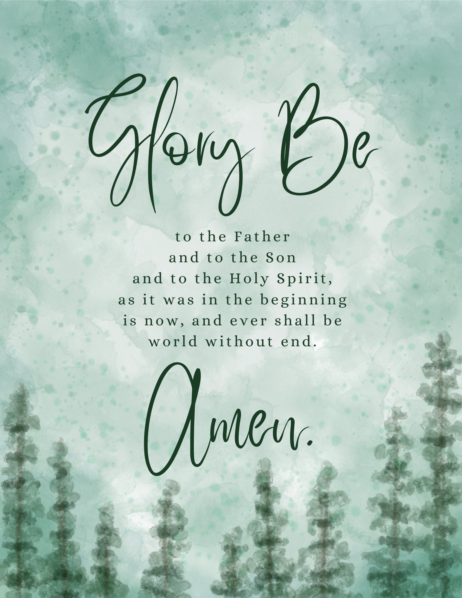 Printable Catholic Prayer Posters PDF- Watercolor Forest Theme ...