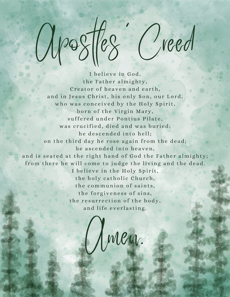 Printable Catholic Prayer Posters PDF Watercolor Forest Theme | Etsy