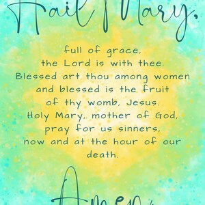 Printable Catholic Prayer Posters PDF- Watercolor Sunburst Theme ...