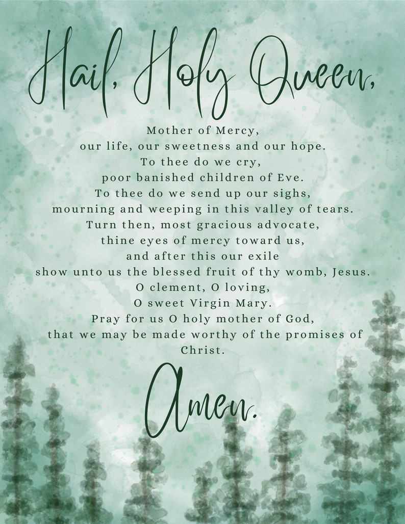 Printable Catholic Prayer Posters PDF Watercolor Forest Theme | Etsy