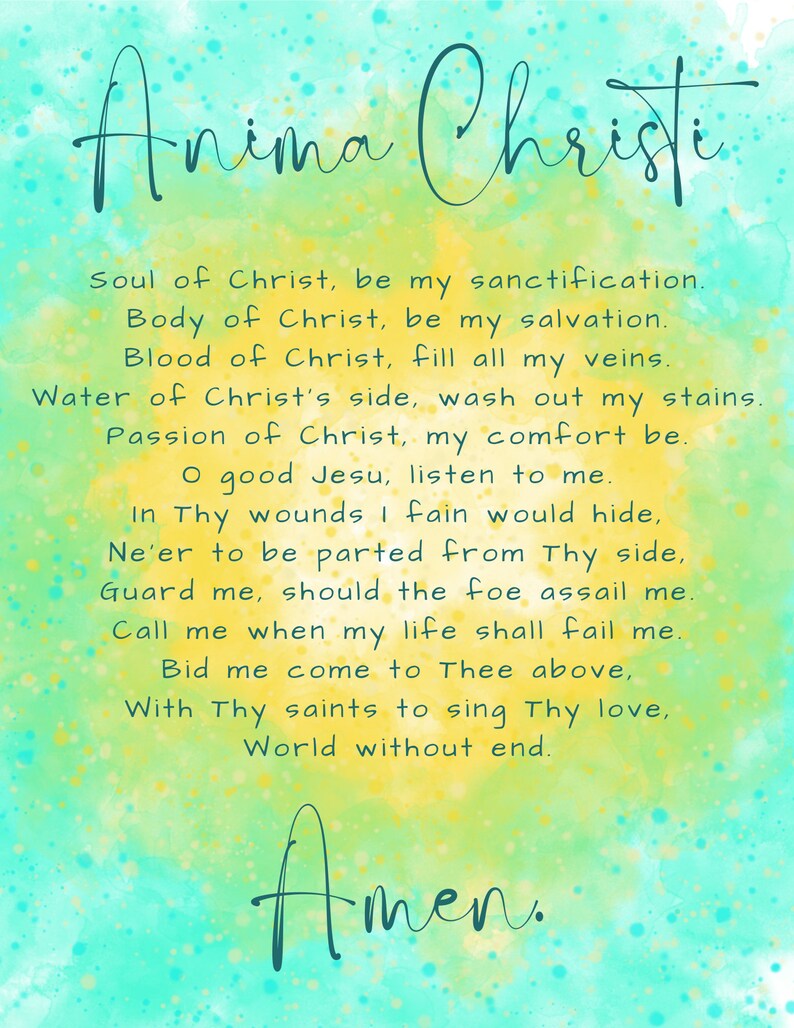 Printable Catholic Prayer Posters PDF Watercolor Sunburst | Etsy