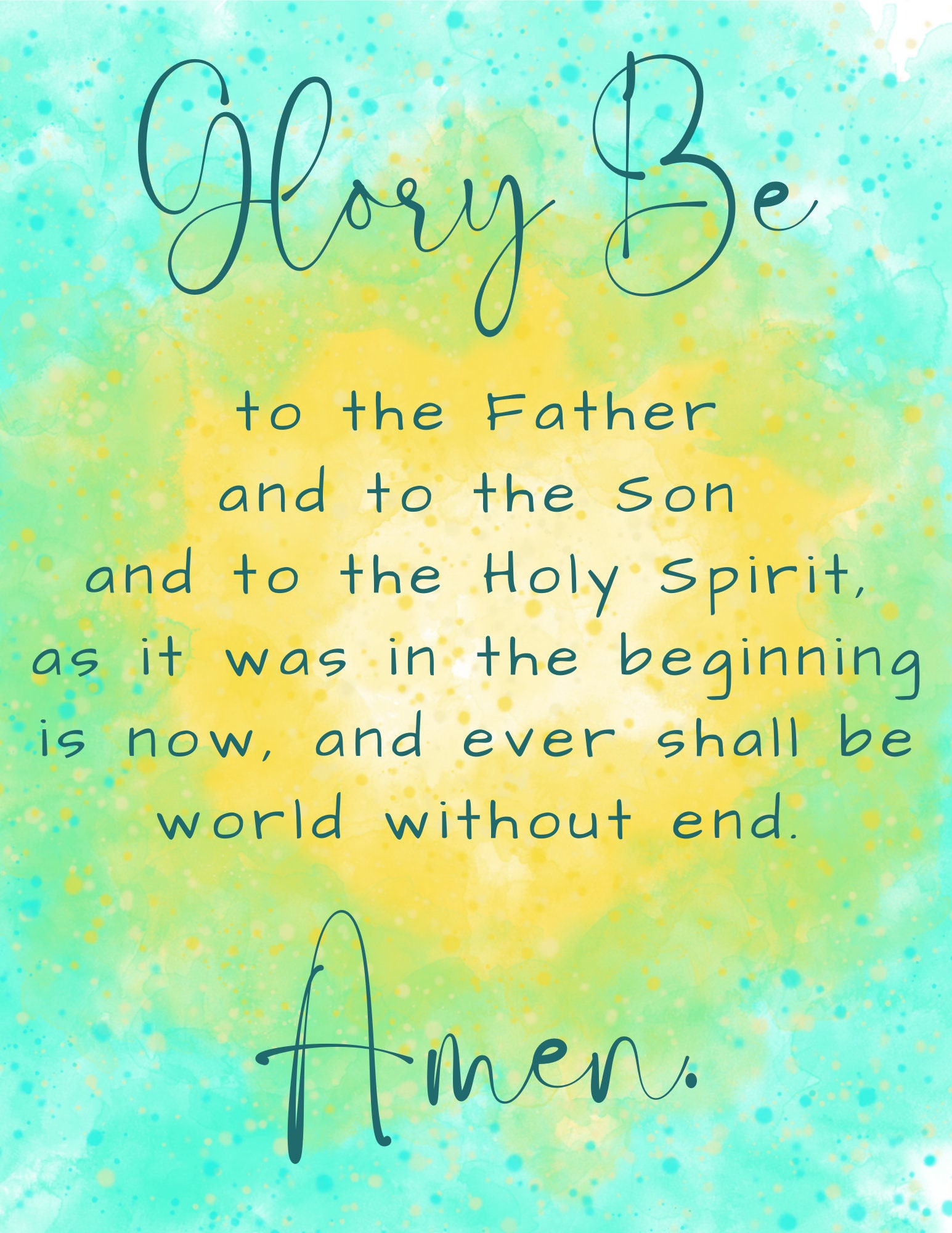 Printable Catholic Prayer Posters PDF Watercolor Sunburst Theme ...