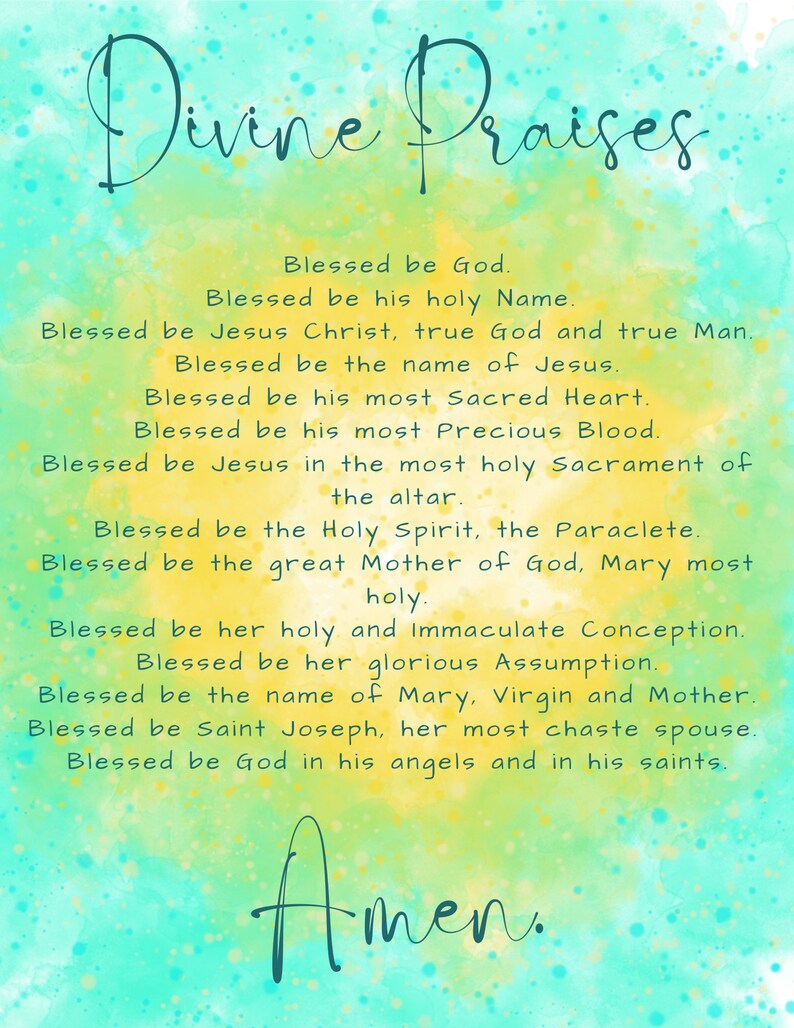 Printable Catholic Prayer Posters PDF Watercolor Sunburst | Etsy