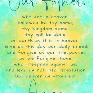 Printable Catholic Prayer Posters PDF- Watercolor Sunburst Theme ...