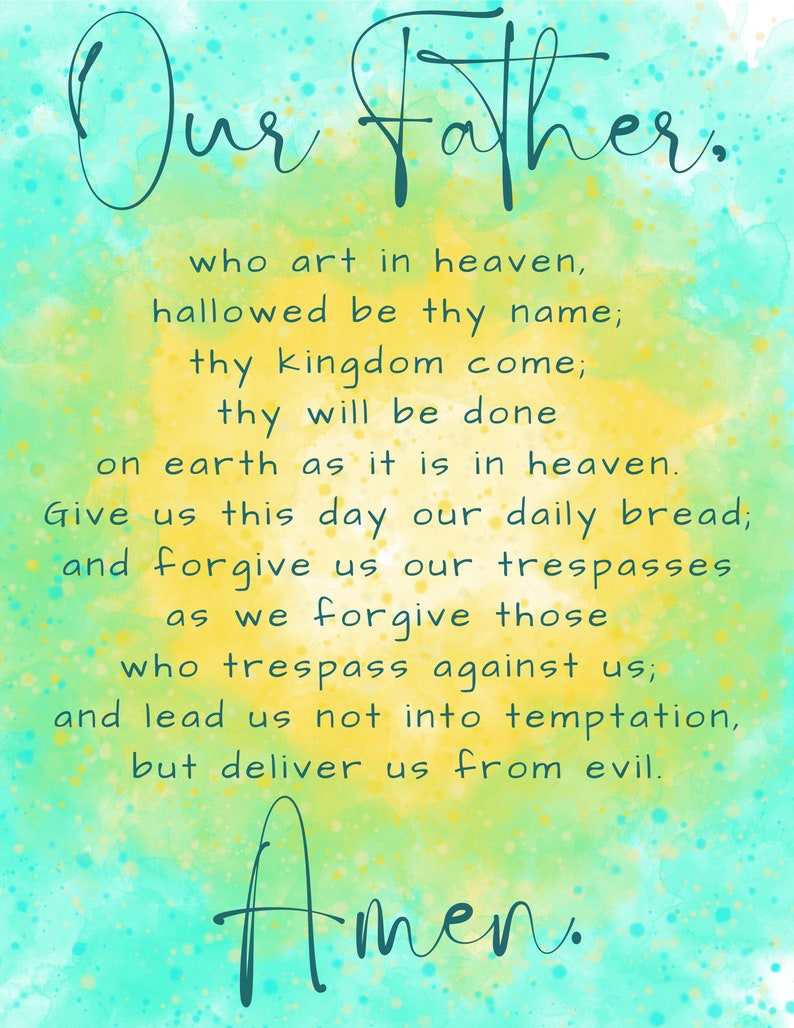 Printable Catholic Prayer Posters PDF- Watercolor Sunburst Theme ...