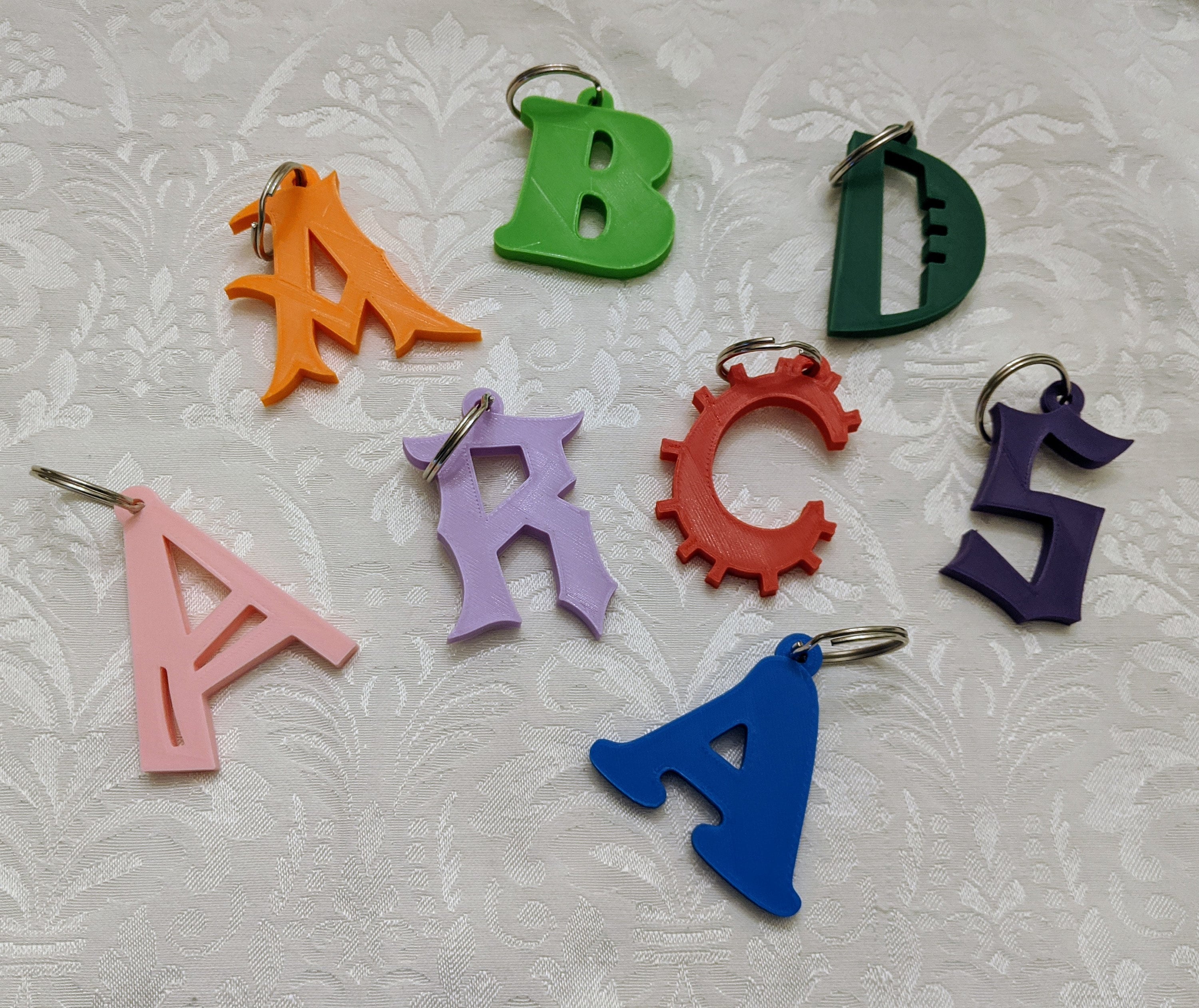 3D Printed Initial Keychain 3D Printed to your custom | Etsy