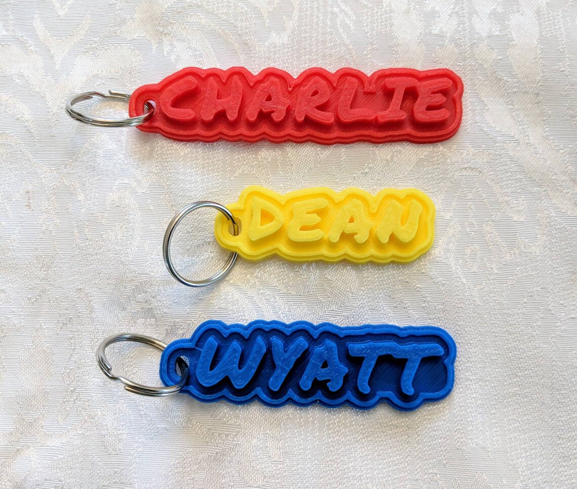 Personalized Keychain 3D Printed to your custom | Etsy