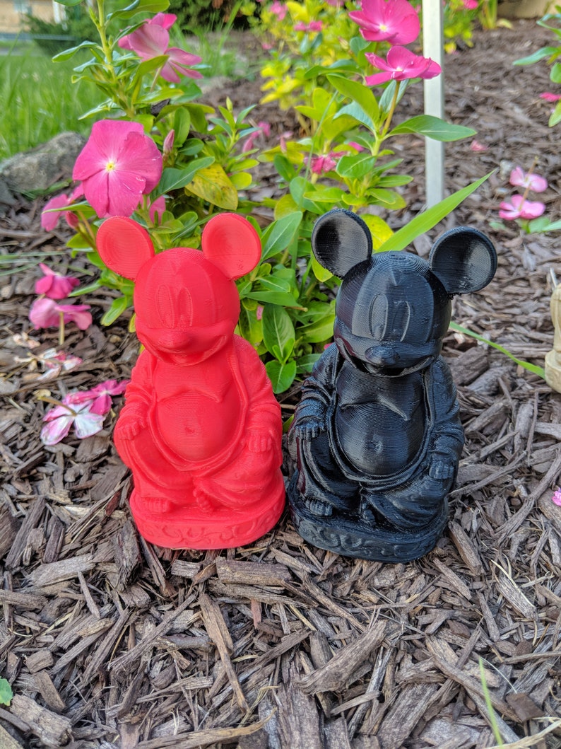 7in 3D Printed Mickey Mouse Buddha, Buddha Mickey, Zen Garden, Garden ...