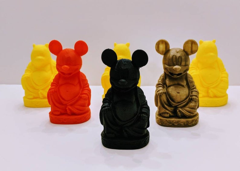 7in 3D Printed Mickey Mouse Buddha, Buddha Mickey, Zen Garden, Garden ...