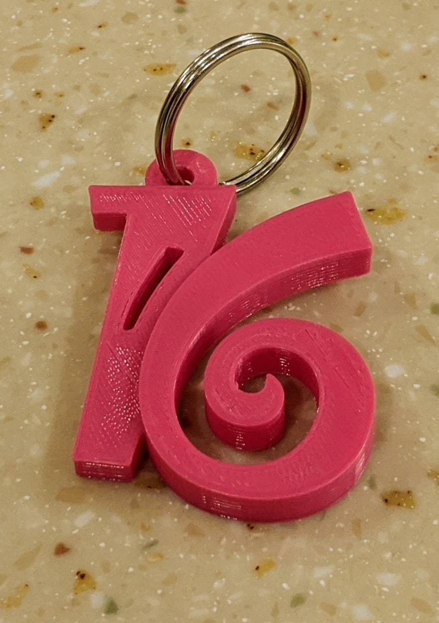 Sweet 16 Keychain, 3D Printed to Your Custom Specifications! Sweet 16 ...