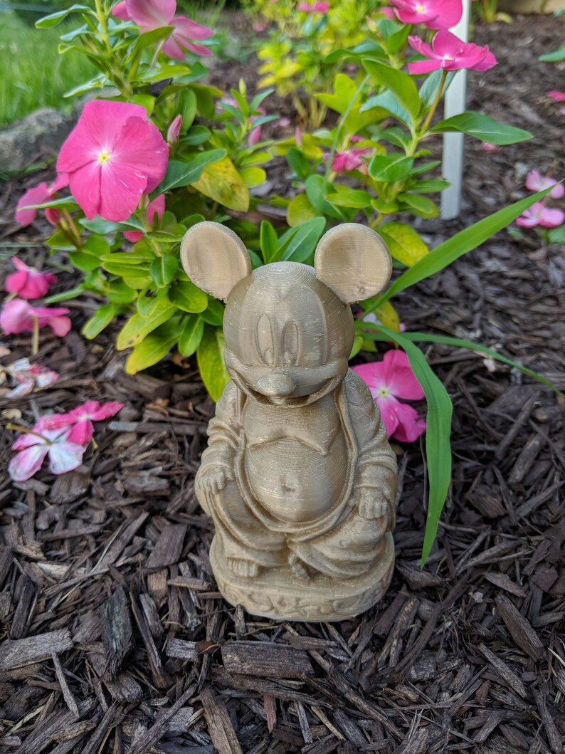 7in 3D Printed Mickey Mouse Buddha, Buddha Mickey, Zen Garden, Garden ...