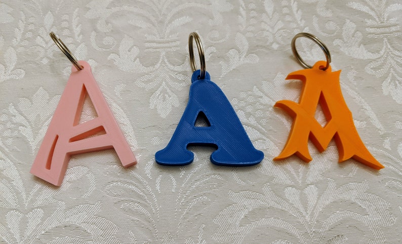 3D Printed Initial Keychain 3D Printed to Your Custom - Etsy