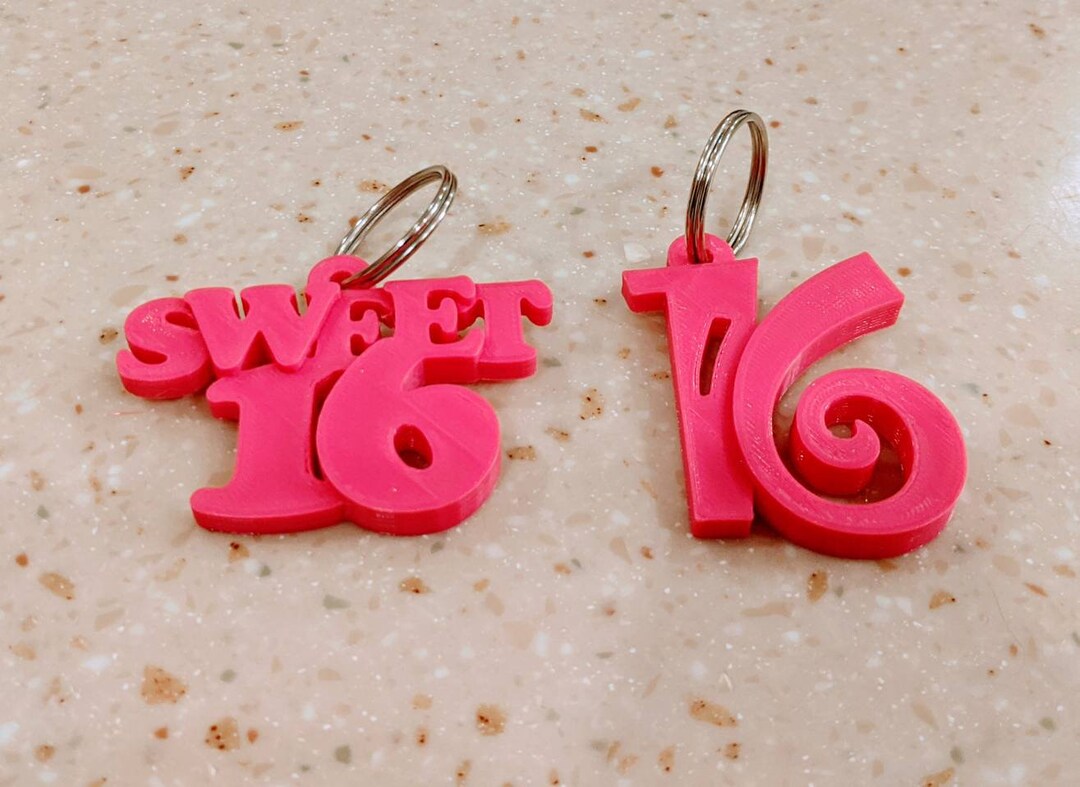 Sweet 16 Keychain, 3D Printed to Your Custom Specifications! Sweet 16 ...