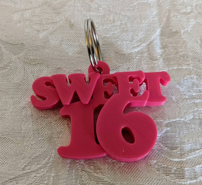 Sweet 16 Keychain, 3D Printed to Your Custom Specifications! Sweet 16 ...